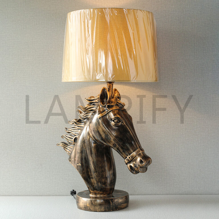 HORSE RESIN STATUE GOLDEN ANTIQUE TABLE LAMPS(PAIR) - Side Table Lamp ...